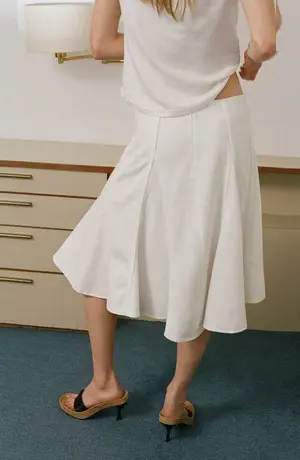Mango Godet Cotton Midi Skirt