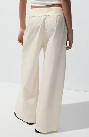 Mango Asymmetric Waist Straight Leg Cotton Pants