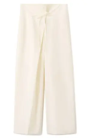 Mango Asymmetric Waist Straight Leg Cotton Pants