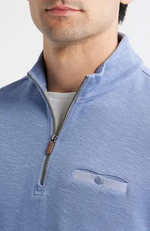 Johnnie-o Flame Stitch Quarter Zip Pullover - Cloudburst