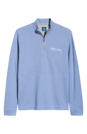 Johnnie-o Flame Stitch Quarter Zip Pullover - Cloudburst