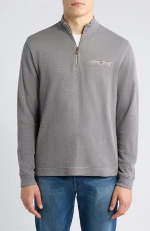 Johnnie-o Flame Stitch Quarter Zip Pullover - Thunder