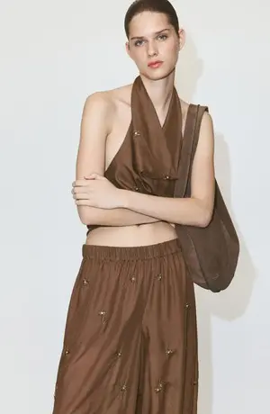Mango Beaded Embroidered Balloon Pants