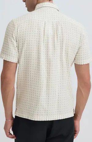CASUAL FRIDAY Dobby Checked Short Sleeve Cotton Shirt