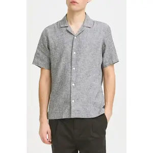 CASUAL FRIDAY Sauby Linen Blend Camp Shirt - Dark Navy