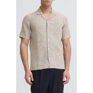 CASUAL FRIDAY Sauby Linen Blend Camp Shirt - Demitasse
