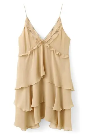 Mango Bead Detail Ruffle Sleeveless Dress