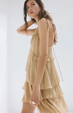 Mango Bead Detail Ruffle Sleeveless Dress