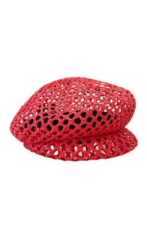 BINATA MILLINERY Ami Sculptural Mesh Straw Cap - Red