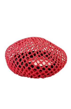 BINATA MILLINERY Ami Sculptural Mesh Straw Cap - Red