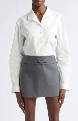 SHUSHU/TONG Open Collar Cotton Button-up Shirt - White