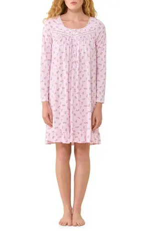 Eileen West Lace Trim Long Sleeve Nightgown