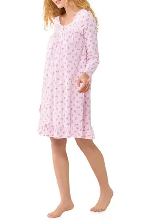 Eileen West Lace Trim Long Sleeve Nightgown