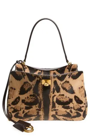 Balenciaga Balenciaga Small Rodeo Genuine Calf Hair Top Handle Bag 9220 Natural/moka