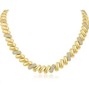 CZ BY KENNETH JAY LANE Alternating Pave Link Collar Necklace