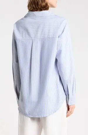 BEACHLUNCHLOUNGE Oversize Cotton Button-up Shirt - Campus Blue