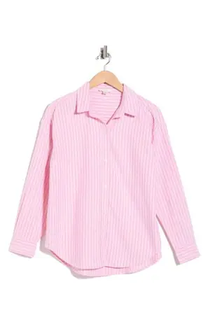 BEACHLUNCHLOUNGE Cidney Oversize Cotton Button-up Shirt - Pink Fluff