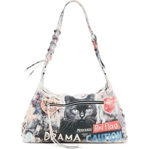 Desigual Large Printed Denim Tote Bag