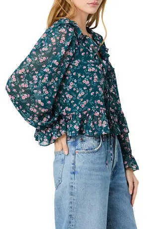French Connection Marina Silky Chiffon Peplum Top