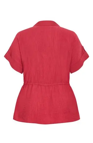 City Chic Aria Button-up Peplum Shirt