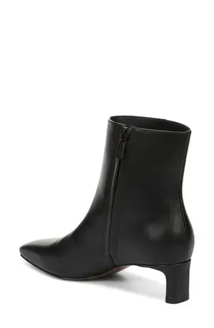 Vince Lilith Leather Bootie With Squared Toe And Side Zip - Black