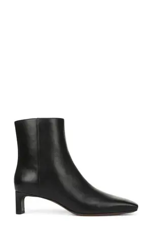 Vince Lilith Leather Bootie With Squared Toe And Side Zip - Black