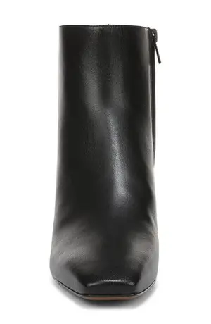 Vince Lilith Leather Bootie With Squared Toe And Side Zip - Black