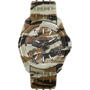 DIESEL® Stinger Camo Quartz Silicone Strap Watch - Green Multi