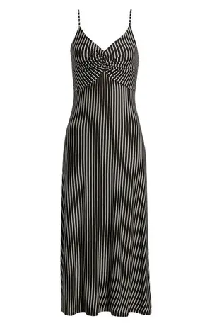 Loveappella Strappy Twist Midi Dress With Vertical Stripes