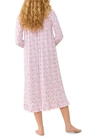 Eileen West Floral Lace Trim Cotton Nightgown - Whtditsy