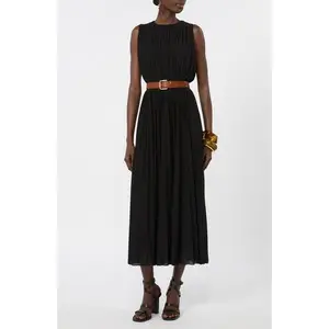 Max Mara Pleated Jersey Midi Dress