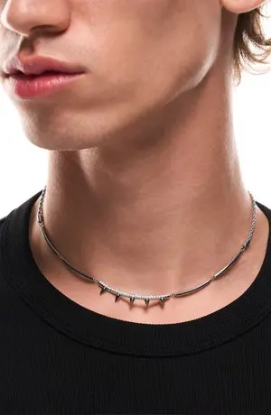 DIESEL® Pavé Cubic Zirconia Spike Chain Necklace