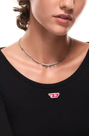DIESEL® Pavé Cubic Zirconia Spike Chain Necklace