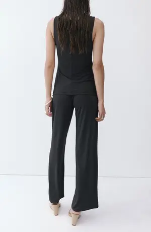 Mango Sleeveless Wide Leg Jumpsuit With Resin Detail