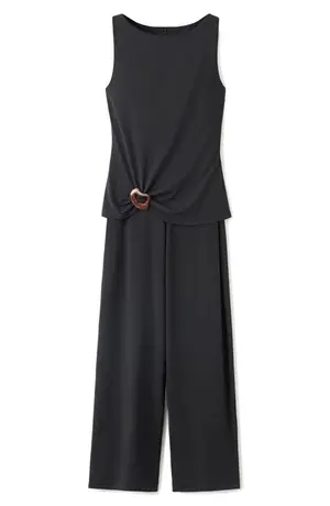 Mango Sleeveless Wide Leg Jumpsuit With Resin Detail