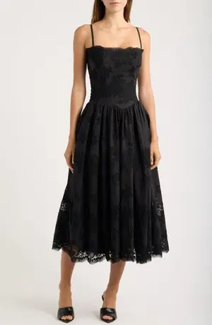 Sleeveless Floral Lace Party Dress