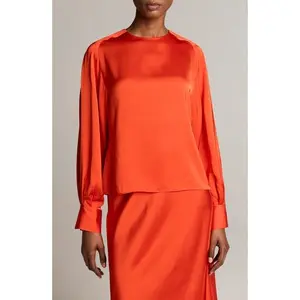 Vince Tie-back Satin Top - Crimson