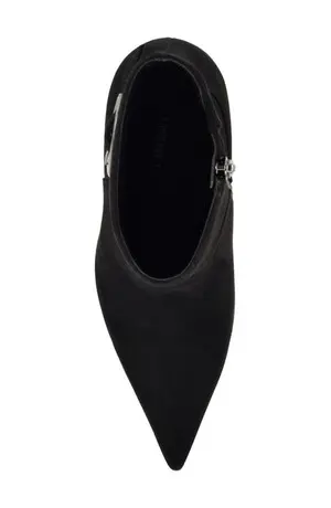 Nine West Buckle Embellished Pointed Toe Stiletto Bootie - Black Suede