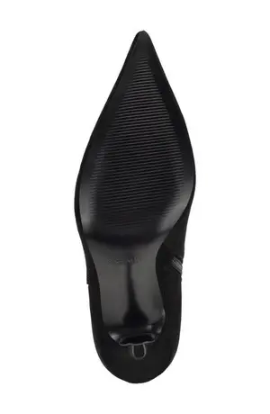 Nine West Buckle Embellished Pointed Toe Stiletto Bootie - Black Suede