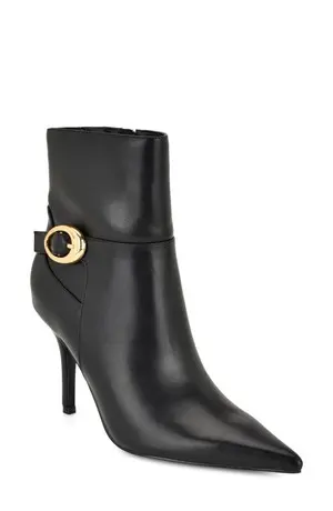 Nine West Buckle Embellished Pointed Toe Stiletto Bootie