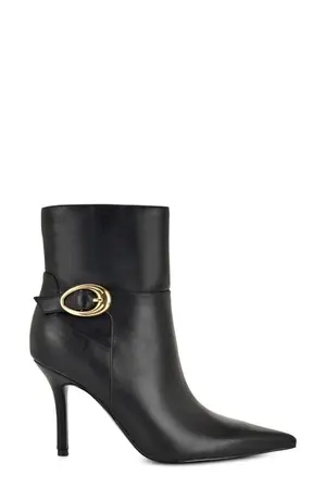 Nine West Buckle Embellished Pointed Toe Stiletto Bootie