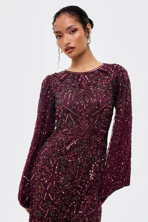 MARYISA Modest Embellished Sequins Gown
