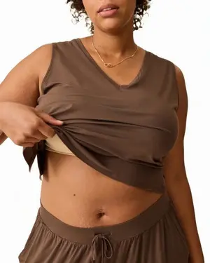 KINDRED BRAVELY Aria Cropped V-neck Tank - Chocolate