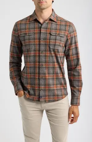 Johnnie-o Downhill Pane Long Sleeve Button Up Shirt - Charcoal