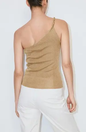 Mango Metallic Asymmetric Knit Top
