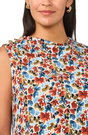 Vince Camuto Floral Print Sleeveless Midi Dress