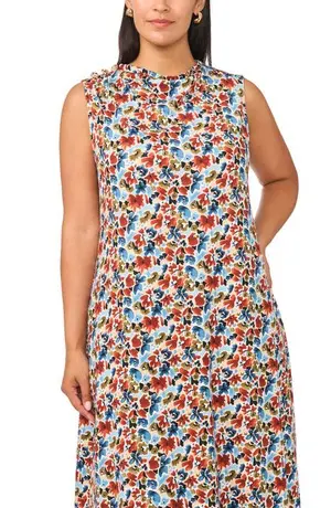 Vince Camuto Floral Print Sleeveless Midi Dress