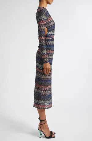 Missoni Long Sleeve Cutout Pointelle Midi Dress