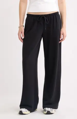 Bp. Narrow Waistband Baggy Wide Leg Sweatpants - Black