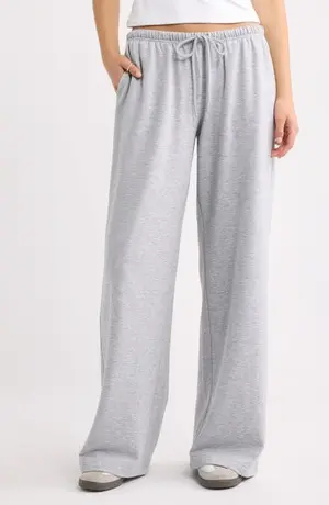 Bp. Narrow Waistband Baggy Wide Leg Sweatpants - Grey Soft Heather